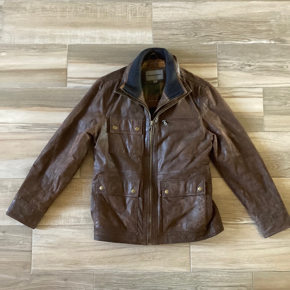 Johnston & Murphy Leather Bomber Jacket - Gem